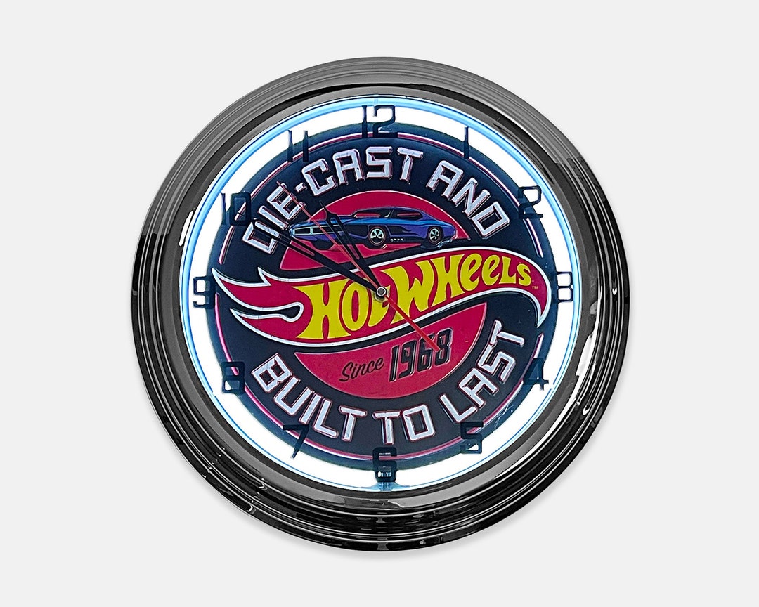 18" Hot Wheels Metal Sign Designed White Neon Clock - SIGNBOX-QLN720370 ...