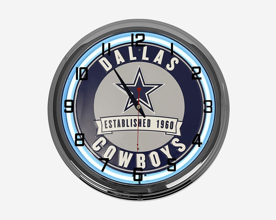 18" Dallas Cowboys Metal Sign Designed White Neon Clock - SIGNBOX ...