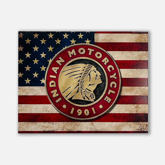 16 Indian Motorcycle American Flag Tin Metal Sign - Etsy