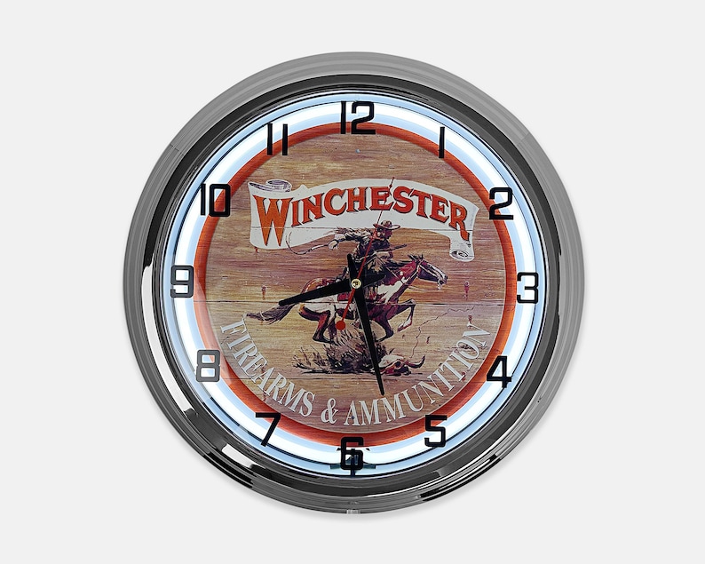 18" Winchester Firearms and Ammunition Metal Sign Designed White Neon ...