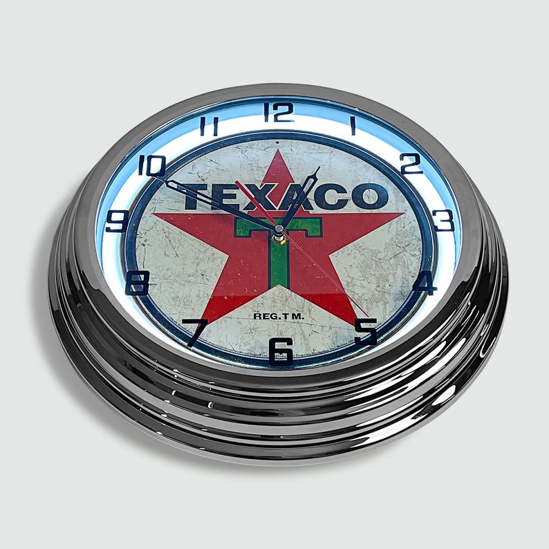 18 Texaco 1936 Logo Metal Sign Designed White Neon Clock - Etsy