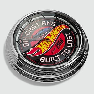 18" Hot Wheels Metal Sign Designed White Neon Clock - SIGNBOX-QLN720370 ...