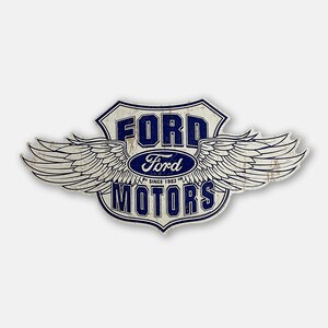 32" X 15" Ford Motors Winged Premium Large Embossed Aluminum Metal Tin ...