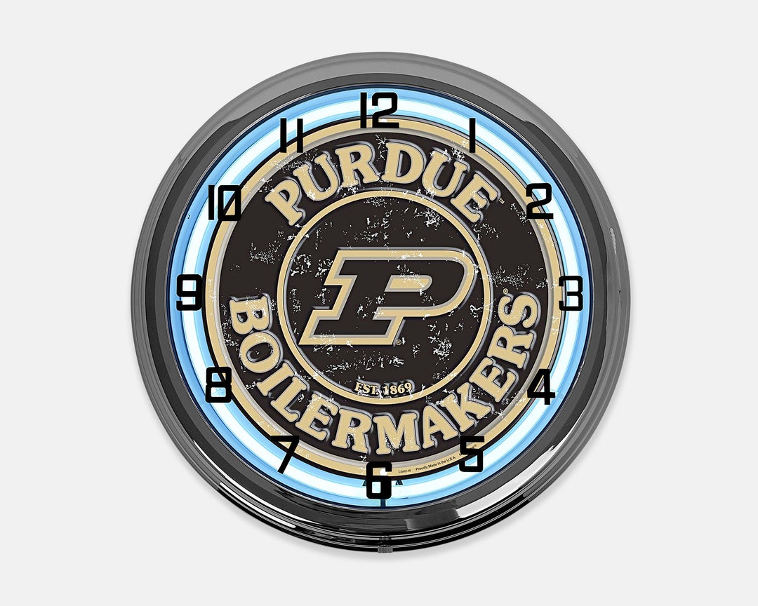 18" Purdue Boilermakers Metal Sign Designed White Neon Clock - SIGNBOX ...