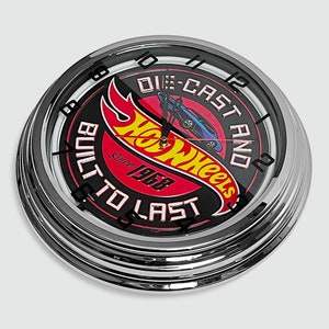 18" Hot Wheels Metal Sign Designed White Neon Clock - SIGNBOX-QLN720370 ...