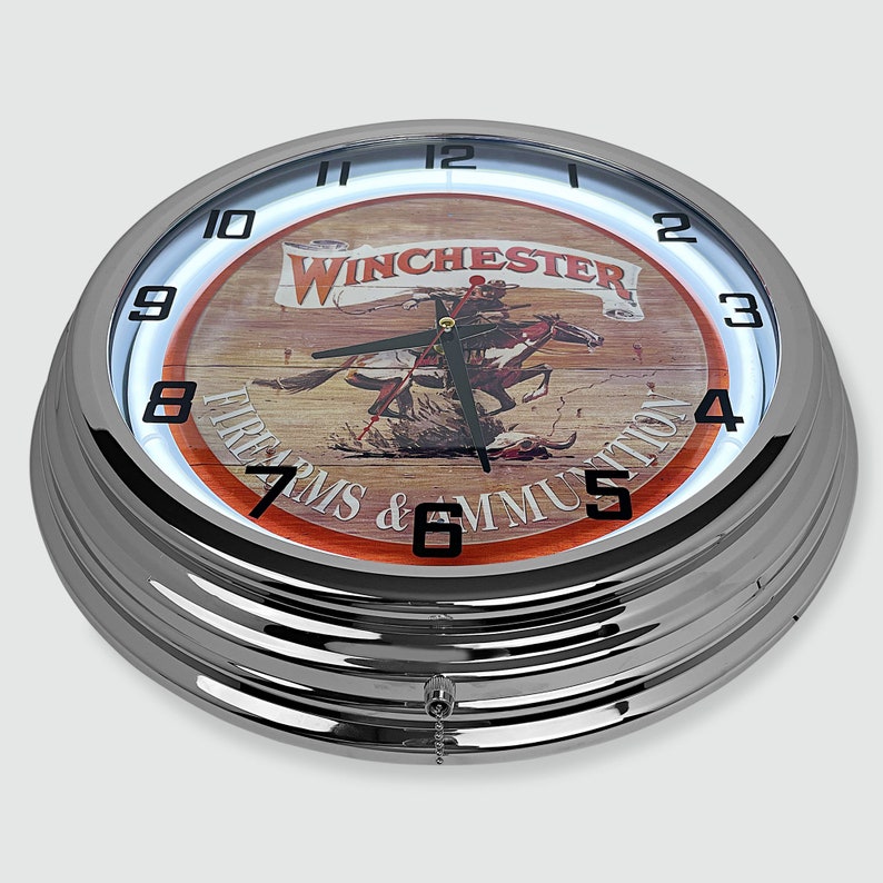18" Winchester Firearms and Ammunition Metal Sign Designed White Neon ...