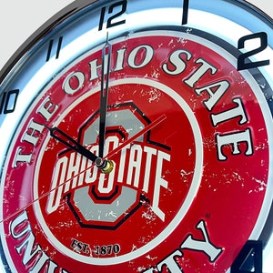 18" Ohio State Buckeyes Metal Sign Designed White Neon Clock - SIGNBOX ...