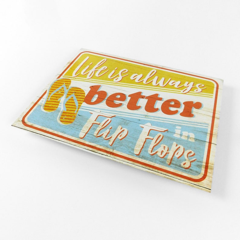 16" Life's Better in Flip Flops on the Beach Tin Metal Sign - SIGNBOX ...