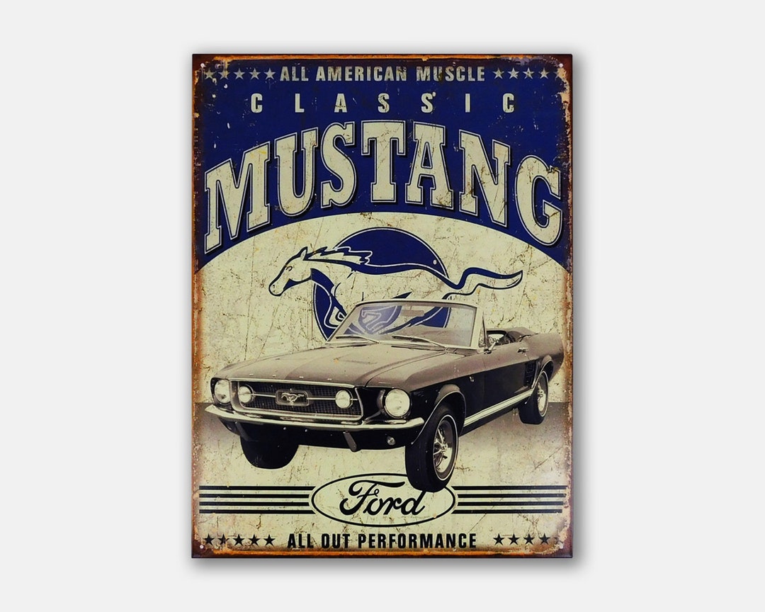 16" Classic Ford Mustang Tin Metal Sign - SIGNBOX-QLN720174 - Etsy