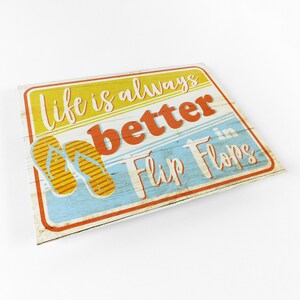 16" Life's Better in Flip Flops on the Beach Tin Metal Sign - SIGNBOX ...