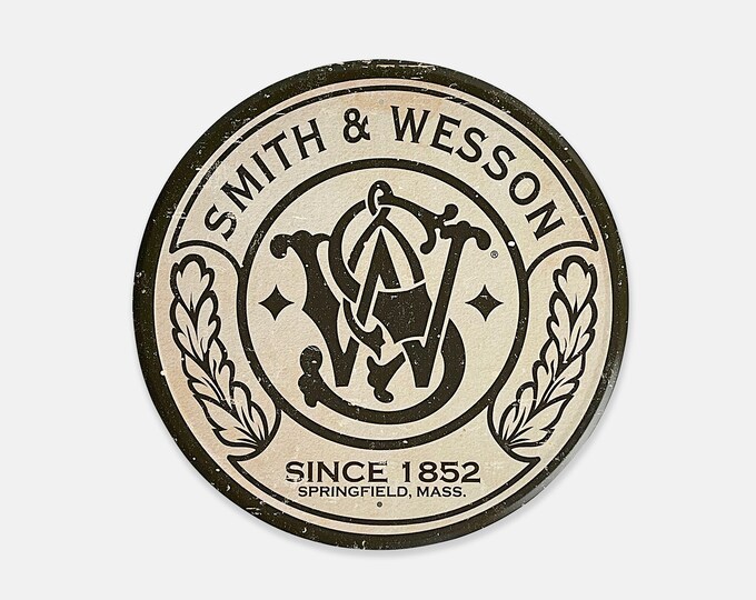 11.75" Smith & Wesson Since 1852 Springfield Mass Embossed Tin Metal ...
