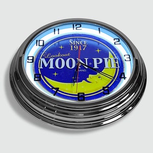 18" Moonpie Metal Sign Designed White Neon Clock - SIGNBOX-QLN720358 - Etsy