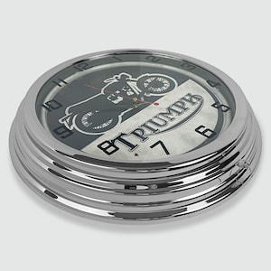 18" Triumph Motorcycle Metal Sign Designed White Neon Clock - SIGNBOX ...