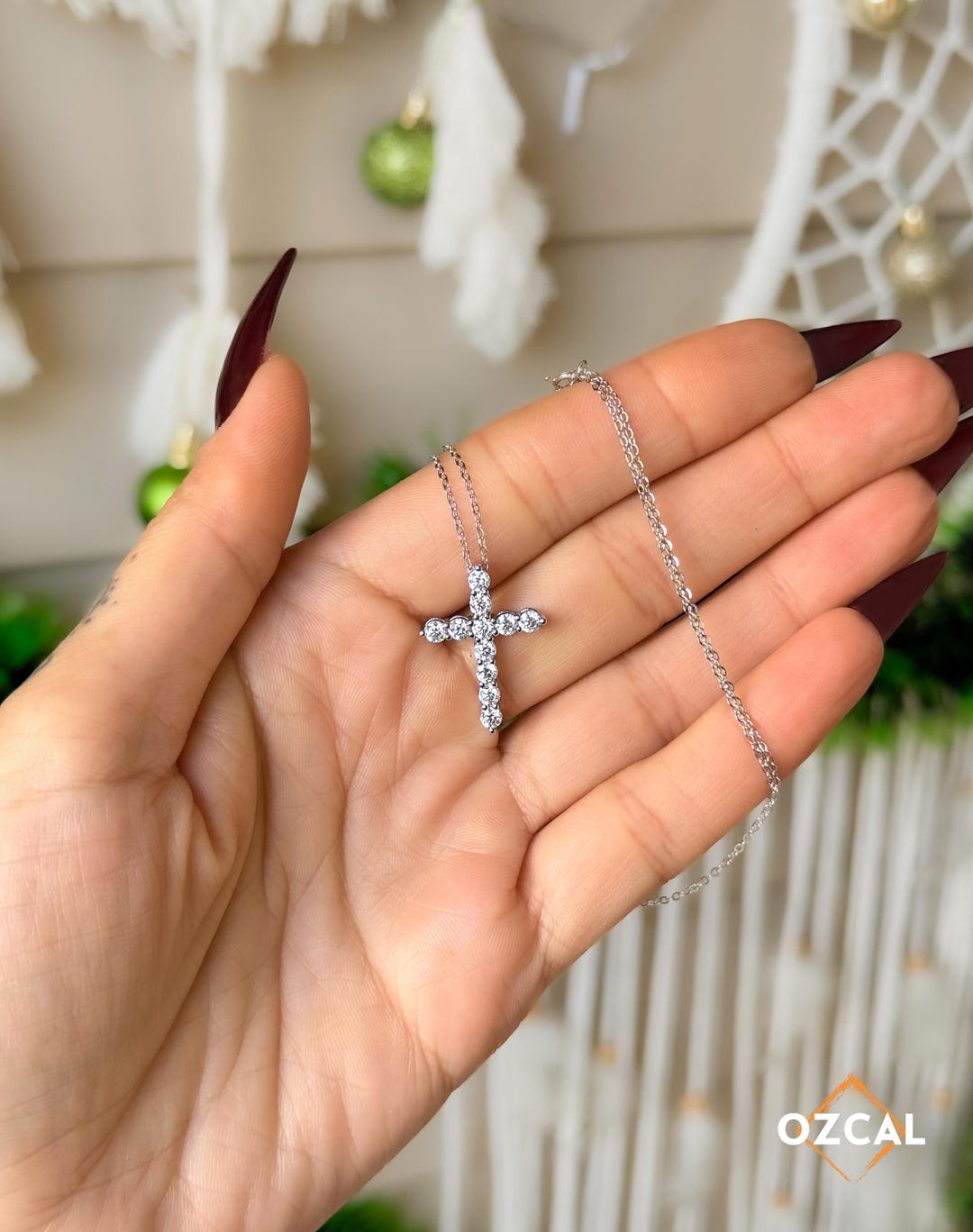 3mm VVS Moissanite Cross Necklace: Solid 925 Sterling Silver Waterproof ...