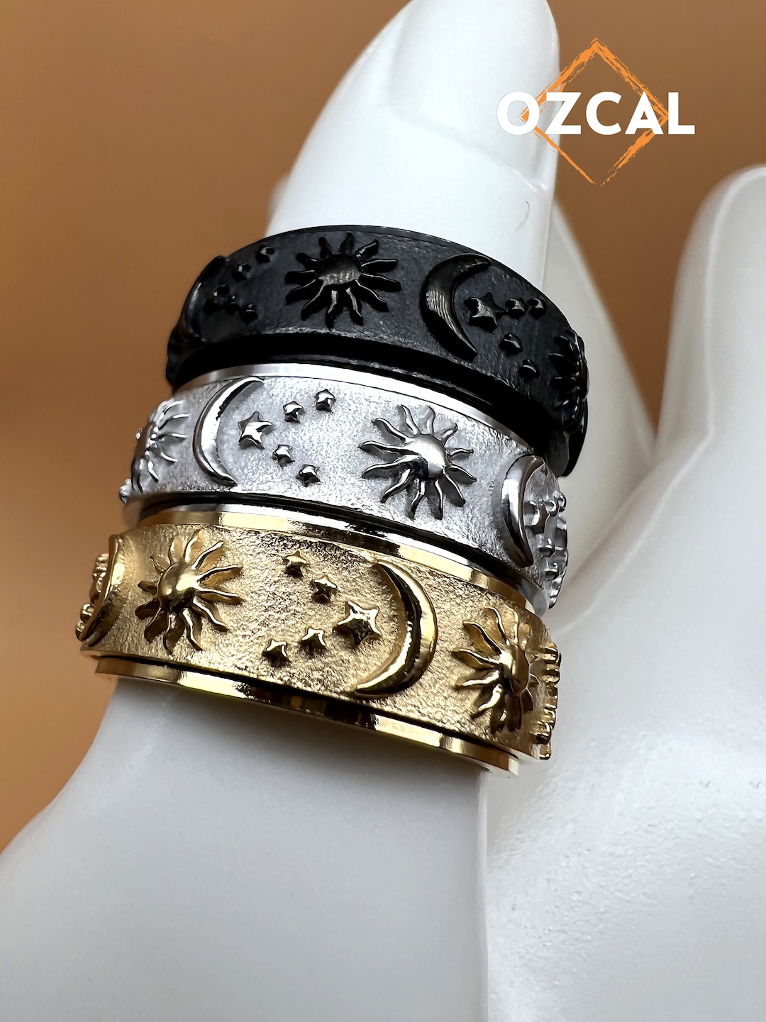 Sun and Moon Fidget Ring Sun Anxiety Ring Mens Spinner Ring, Women's ...