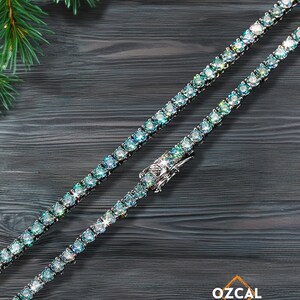 3-5mm Assorted Color VVS Moissanite Tennis Necklace, Rainbow Moissanite ...