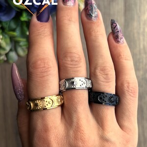 Sun and Moon Fidget Ring Sun Anxiety Ring Mens Spinner Ring, Women's ...