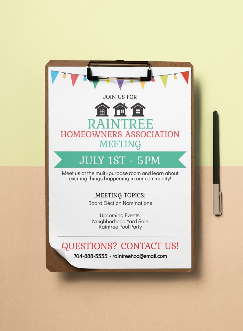 Editable! Homeowners Association Flyer, HOA Flyer, HOA Meeting HOA ...