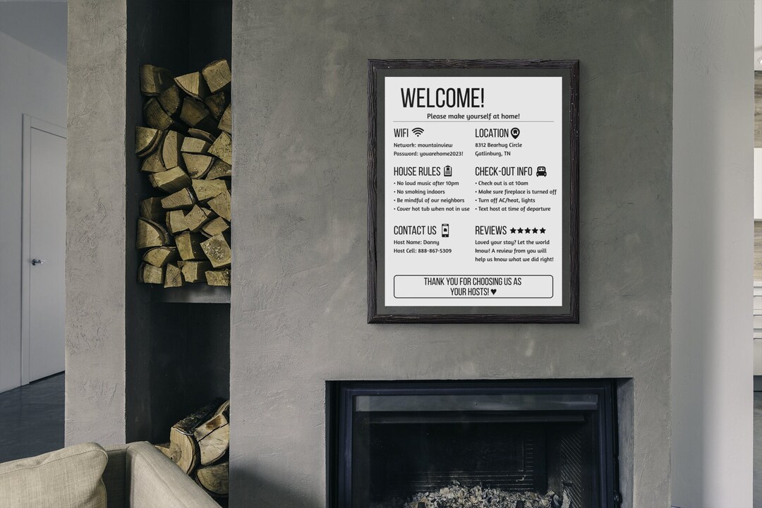 Printable Rustic Welcome Sign for Airbnb Hosts | Vacation Rental Guest ...