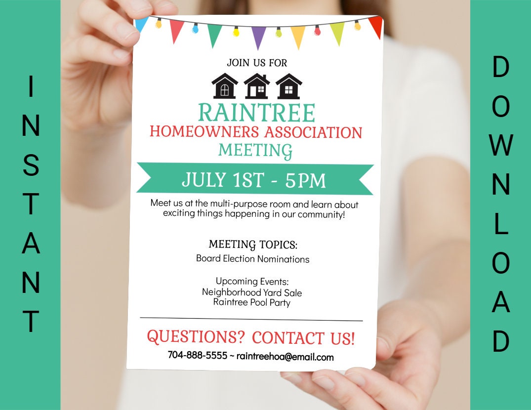 Editable! Homeowners Association Flyer, HOA Flyer, HOA Meeting HOA ...