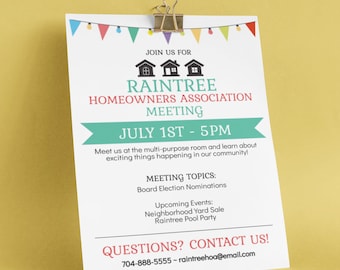 Editable! Homeowners Association Flyer, HOA Flyer, HOA Meeting HOA ...
