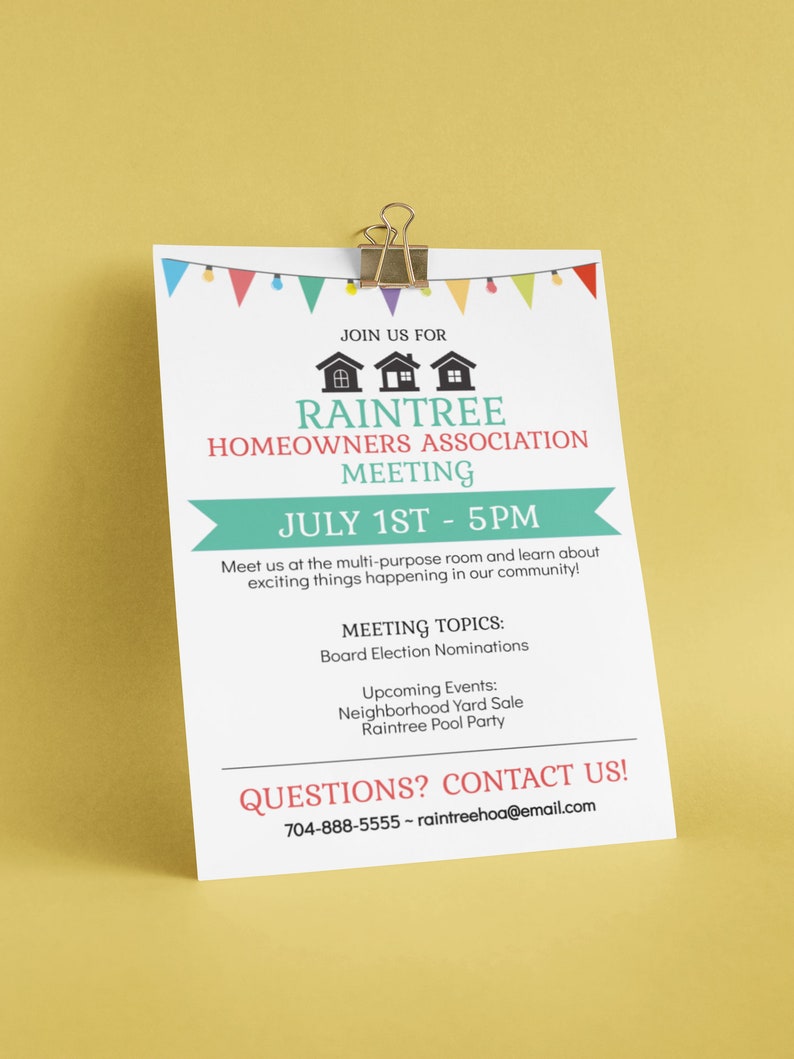 Editable! Homeowners Association Flyer, HOA Flyer, HOA Meeting HOA ...