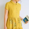 Linen Dress With Hand Embroidered Wild Flower Pattern for Women ...