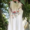 Linen Dress With Hand Embroidered Wild Flower Pattern for Women ...