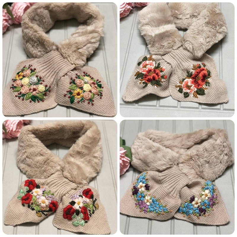 Hand Embroidered Scarf - Etsy