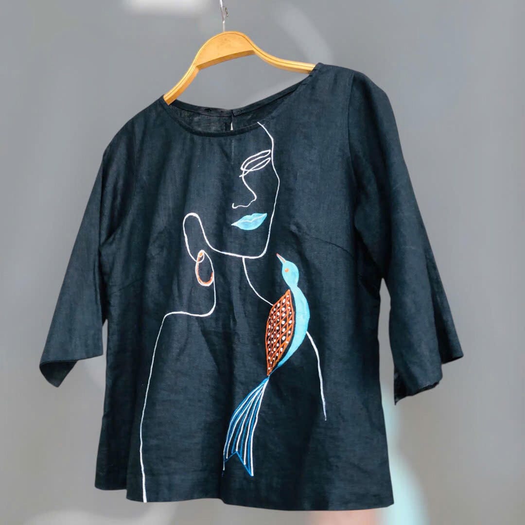 Hand Painted Blouse for Women, Tinythingsmadeuhappy - Etsy