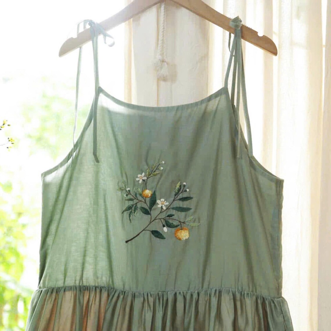Orange Tree Branch Dress, Hand Embroidered Dress for Women ...