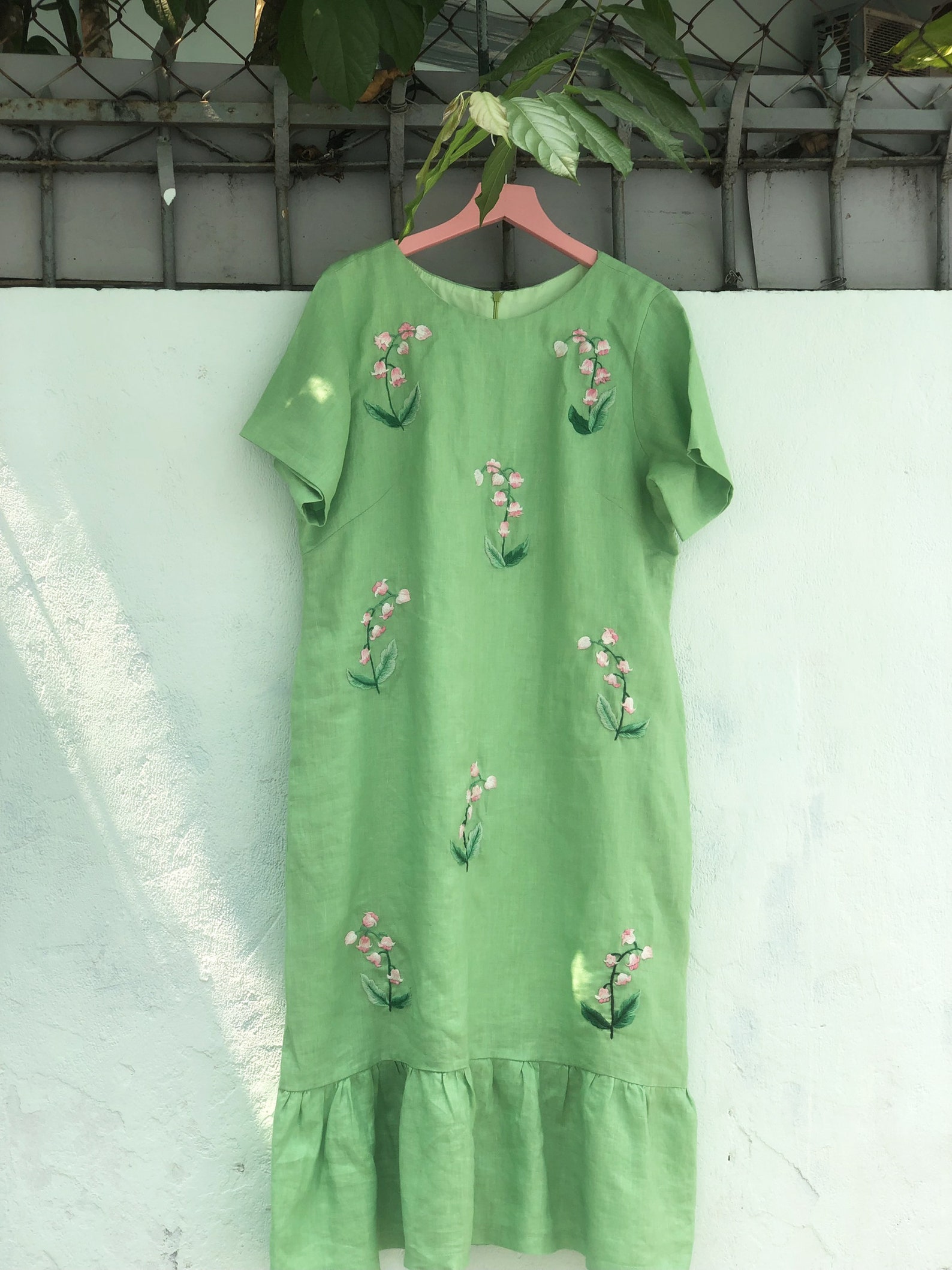 Lily of the Valley Linen Dress Hand Embroidered Dress - Etsy