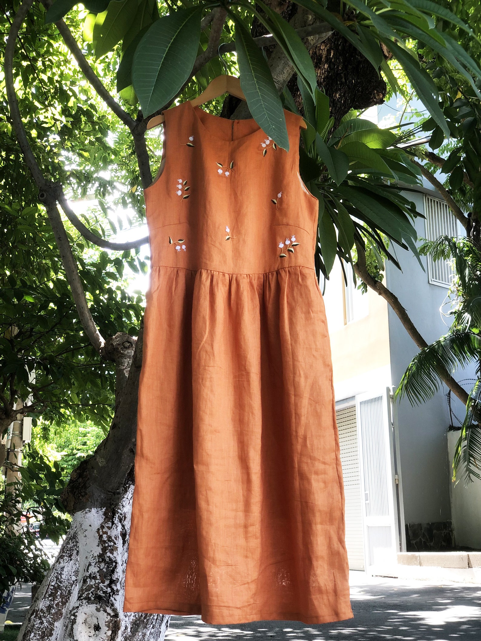Embroidered Linen Dress: Handmade Floral Design - Etsy