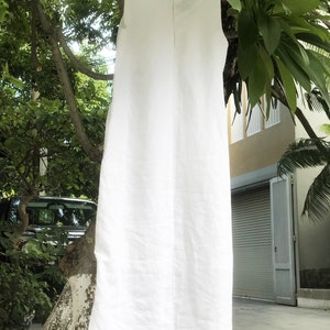 White Linen Dress With Hand Embroidered Wild Flower Pattern, Linen ...