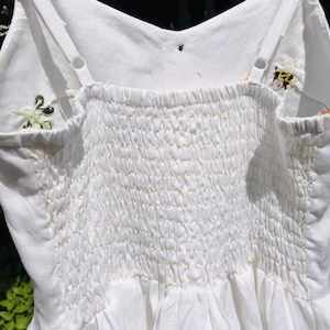 White Linen Dress With Hand Embroidered Flower Pattern, Linen Dress for ...