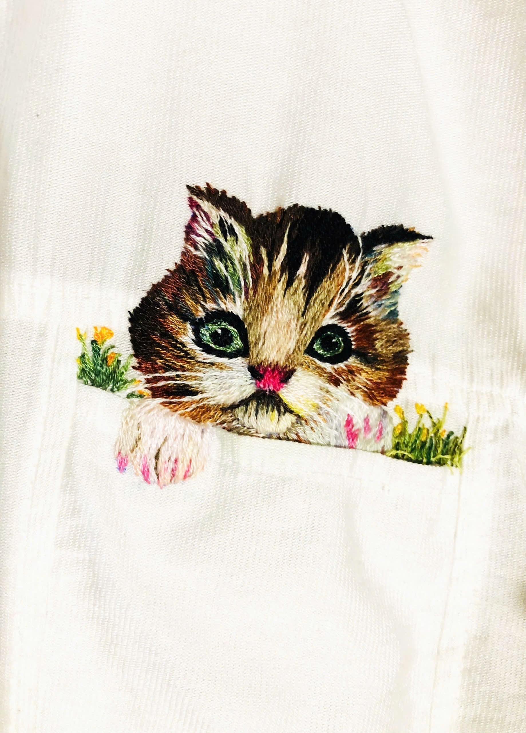Cat Shirt, Hand Embroidered Shirt, Tinythingsmadeuhappy - Etsy