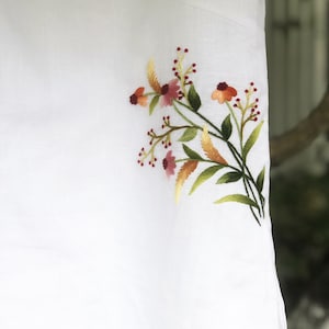 White Linen Dress With Hand Embroidered Wild Flower Pattern, Linen ...