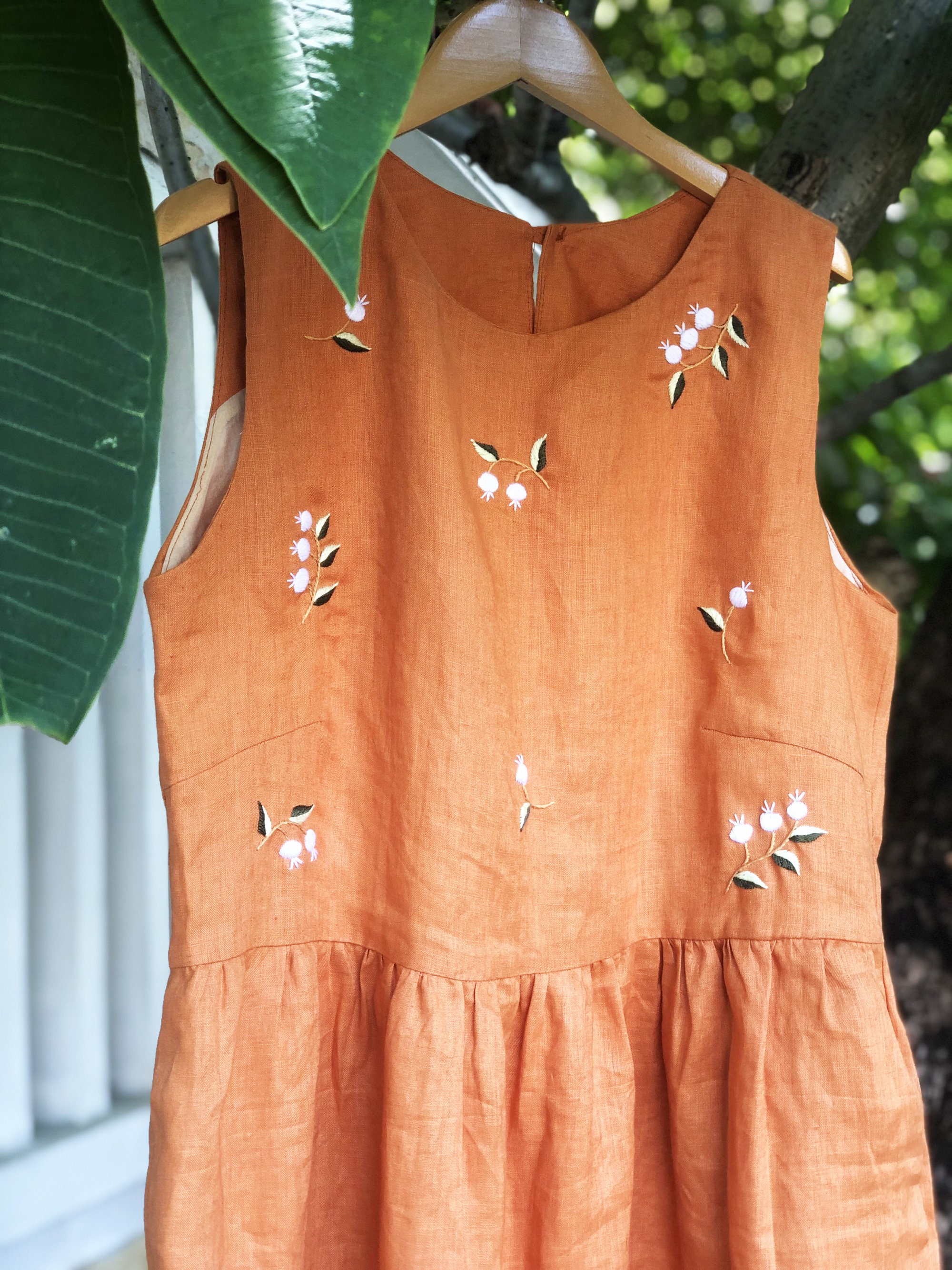 Embroidered Linen Dress: Handmade Floral Design - Etsy