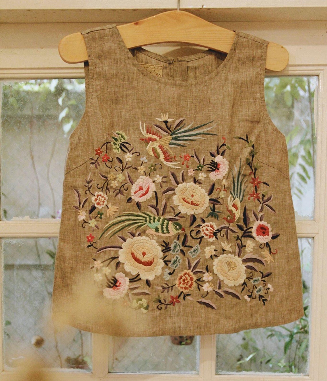 Hand Embroidery Linen Top Linen Top for Woman With Wild Birds - Etsy