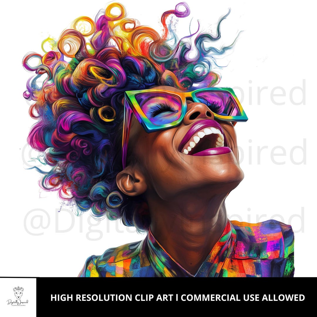 Black Women Clip Art L PNG L Commercial Use L Black Girl Art Print L Black Woman Art L Black ...