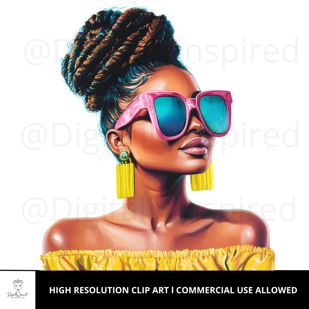 Black Women Clip Art L PNG L Commercial Use L Black Girl Art Print L Black Woman Art L Black ...