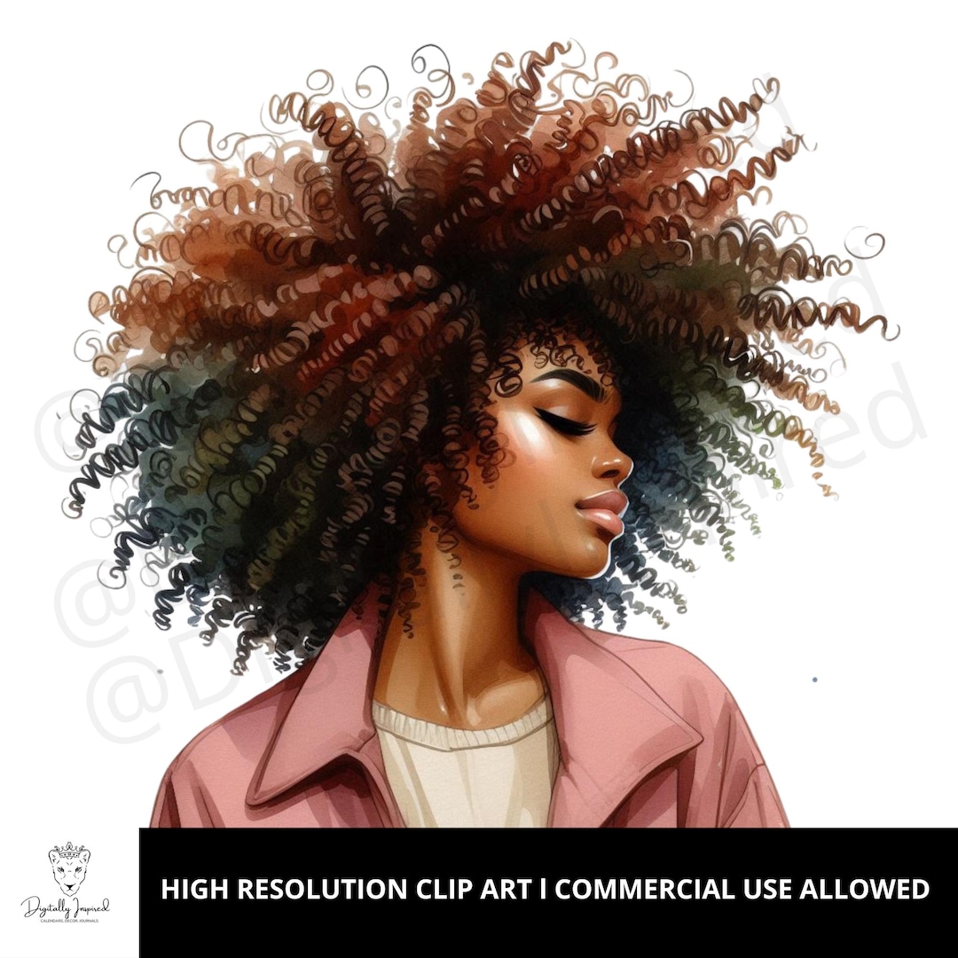 Black Women Clip Art L PNG L Commercial Use L Black Girl Art Print L Black Woman Art L Black ...