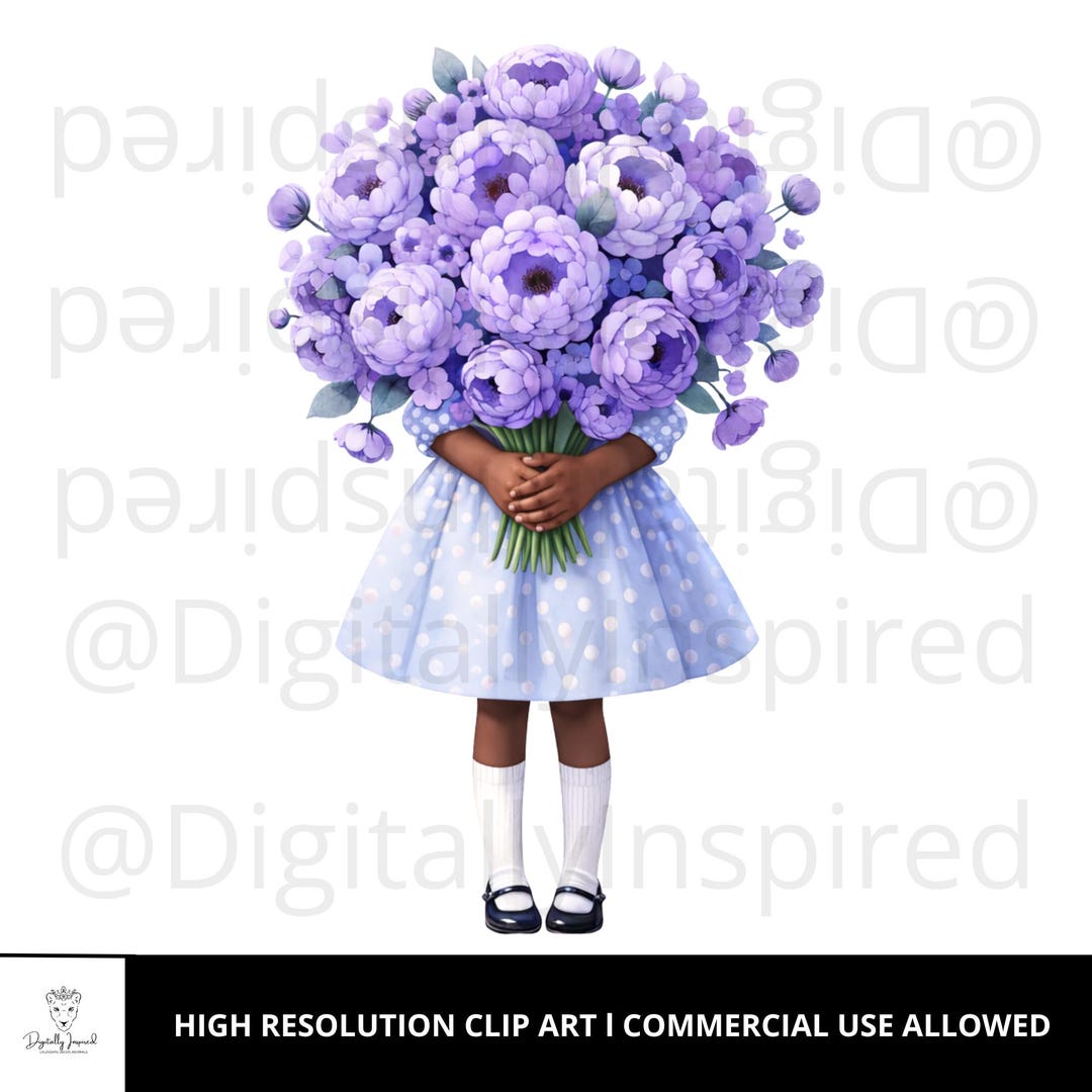 Girl Holding Flowers Black Girl Art Print Lavender Flower Sublimation ...