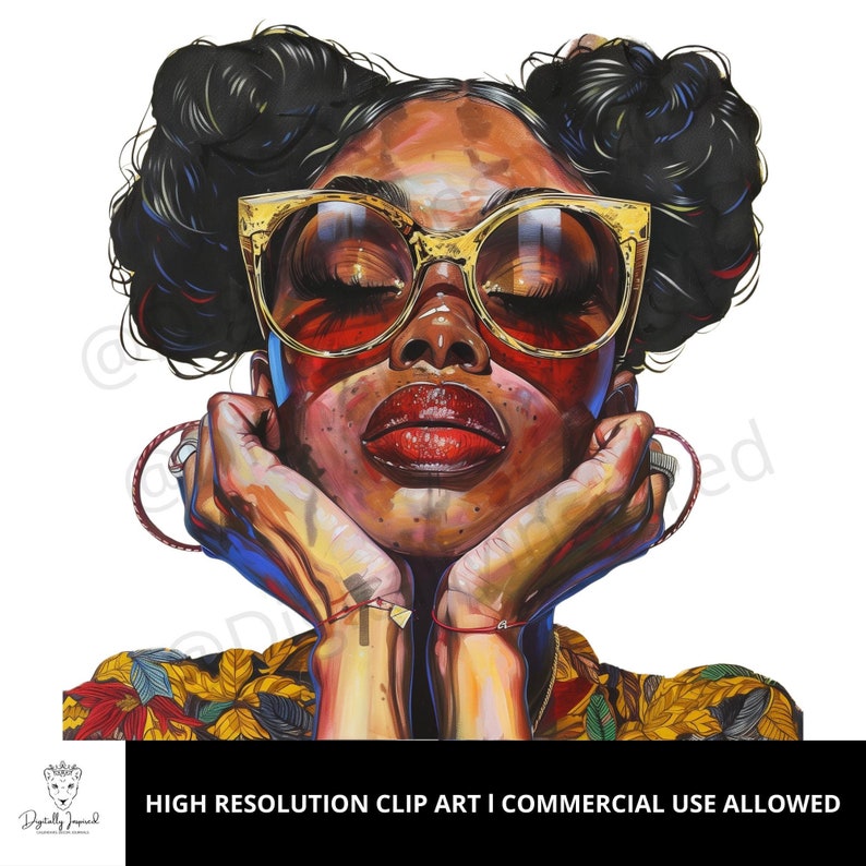 Black Women Clip Art L PNG L Commercial Use L Black Girl Art Print L Black Woman Art L Black ...