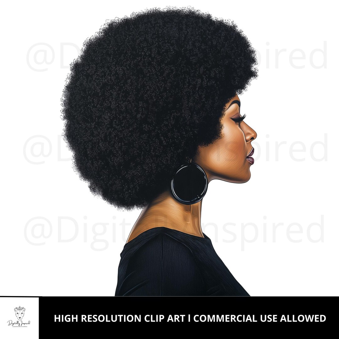 Black Women Clip Art L PNG L Commercial Use L Black Girl Art Print L Black Woman Art L Black ...