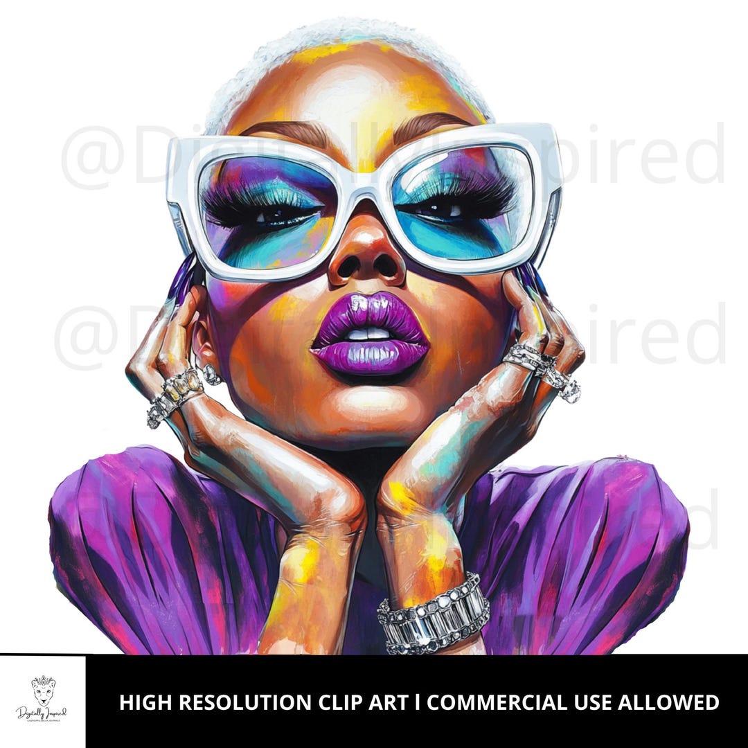 Black Women Clip Art L PNG L Commercial Use L Black Girl Art Print L Black Woman Art L Black ...