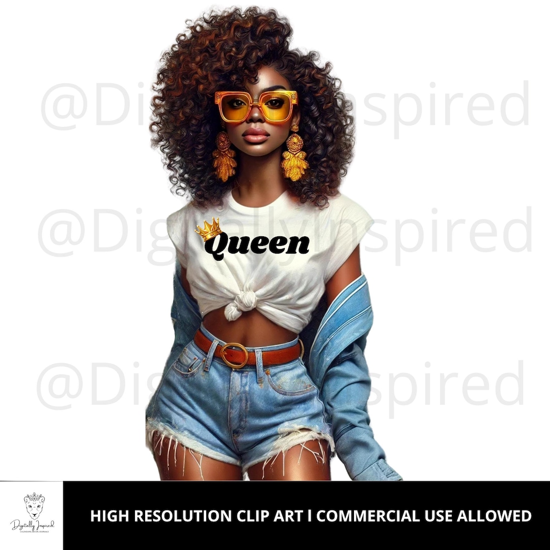 Black Women Clip Art L PNG L Commercial Use L Black Girl Art Print L Black Woman Art L Black ...