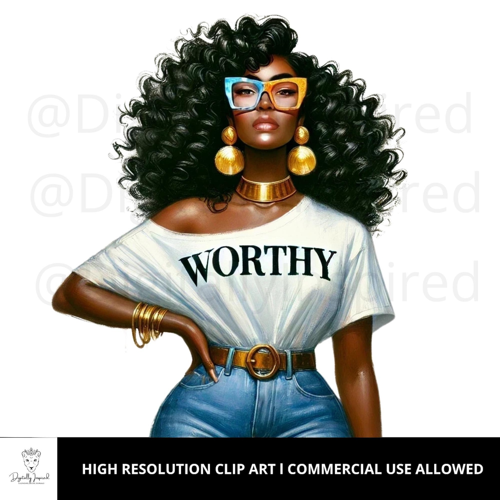 Black Women Clip Art L PNG L Commercial Use L Black Girl Art Print L Black Woman Art L Black ...