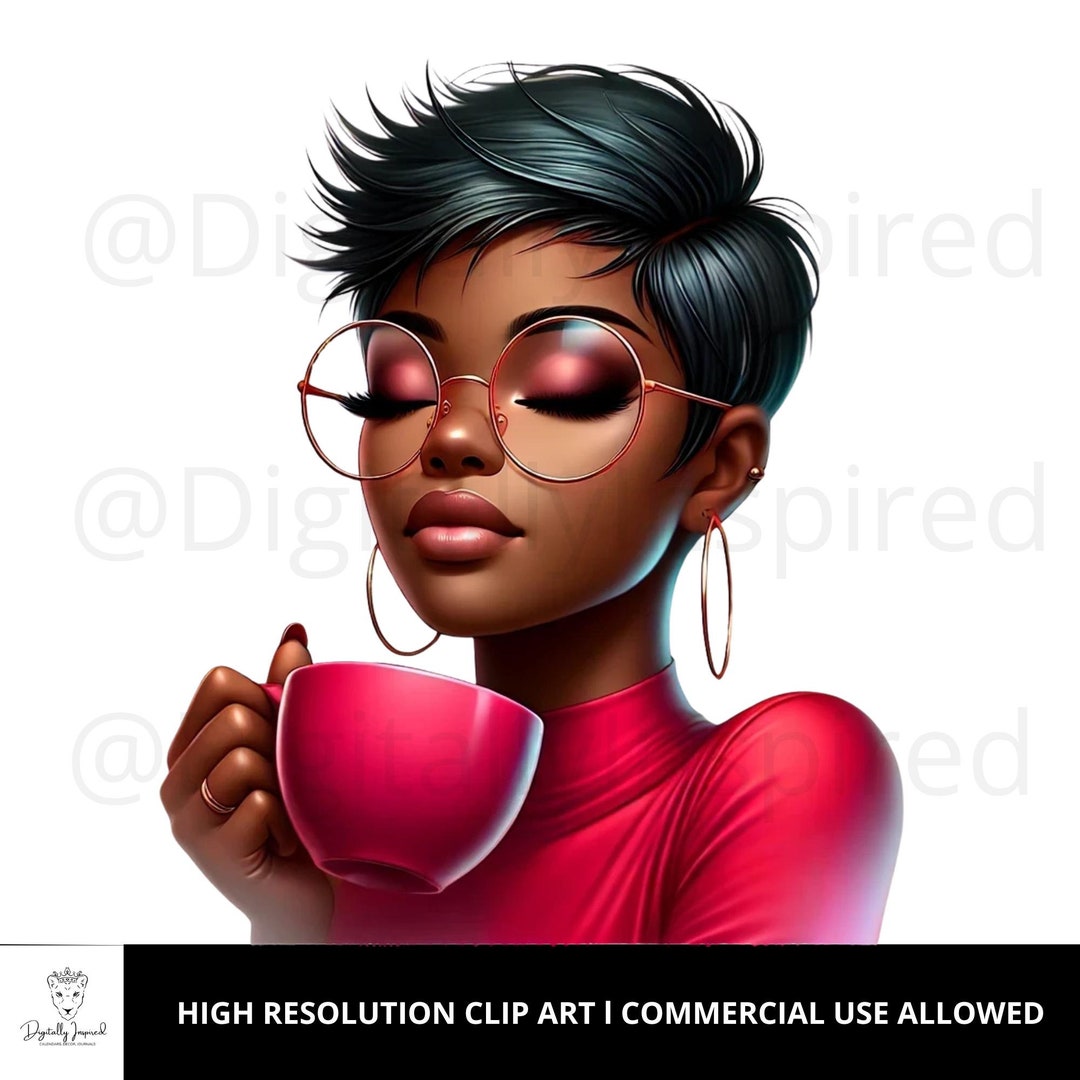 Black Women Clip Art L PNG L Commercial Use L Black Girl Art Print L Black Woman Art L Black ...