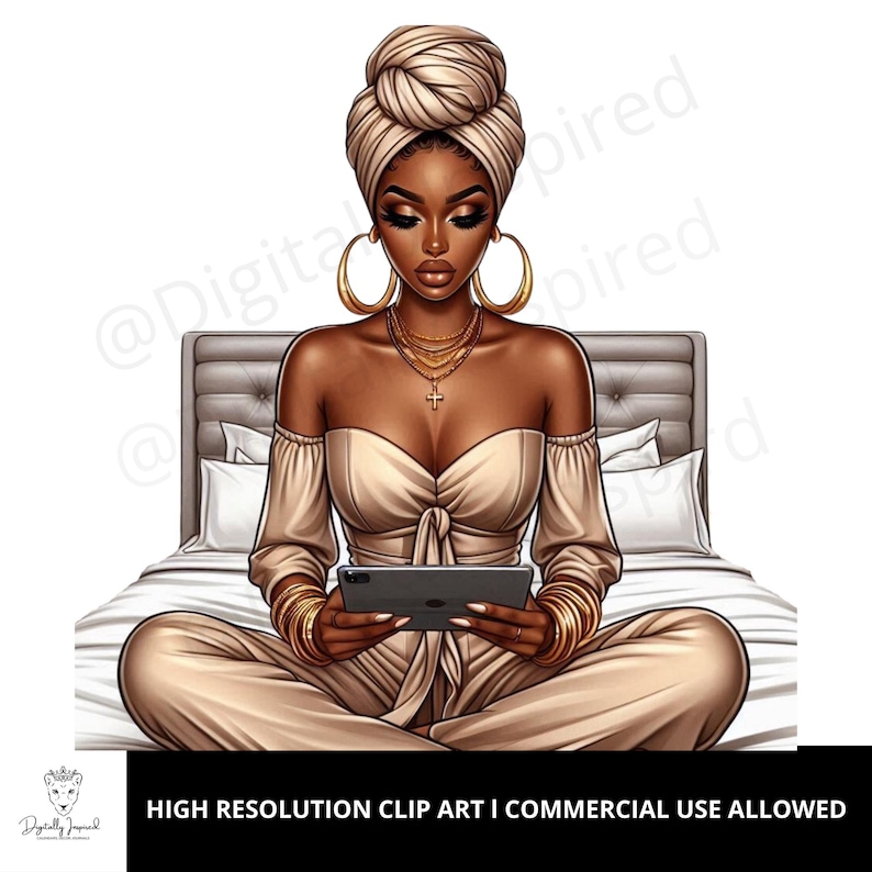 Black Women Clip Art L PNG L Commercial Use L Black Girl Art Print L Black Woman Art L Black ...